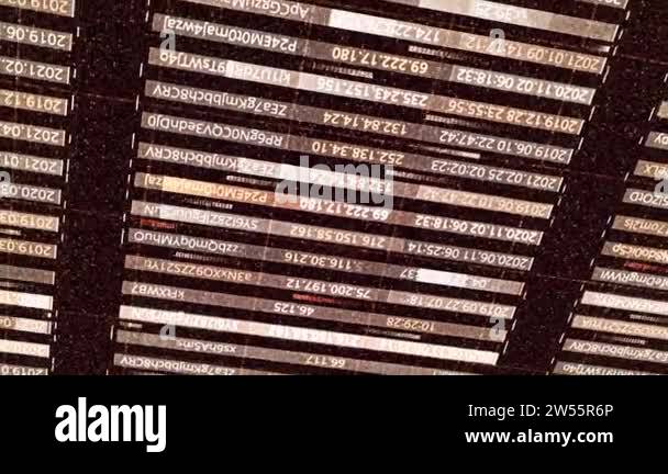 Computer security concept, changing code and password text in a vertical table. Animation ...