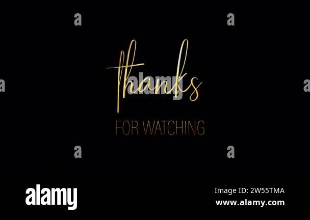 Thanks for watching golden text with light glowing effect isolated with ...