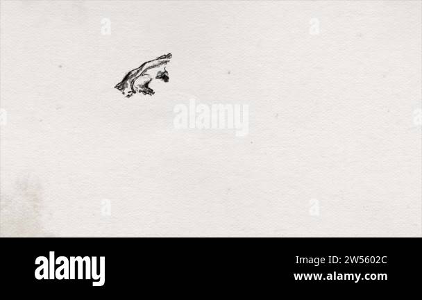 Abstract Old Science Brain Drawing Background Animation/4k animation of ...