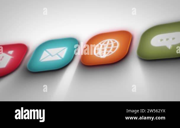 3d Background OF Social Network Icons Animation/ 4k animation of a cool ...