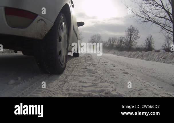 Vehicle Blocked in Snow on Country Road. Heavy Snow Road Block ...