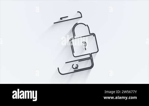 Cyber security line shadow icon with shield and check mark. Security ...