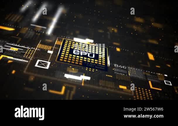 Technology Background CPU Circuit. Artificial Intelligence Processing Power. Four Virtual ...