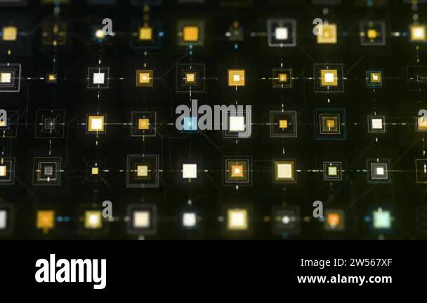 Abstract electrical signals in electronic circuit. Animation. Circuit ...