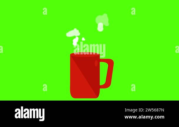 Red coffee cup animation, seamless loop on green screen chroma key ...