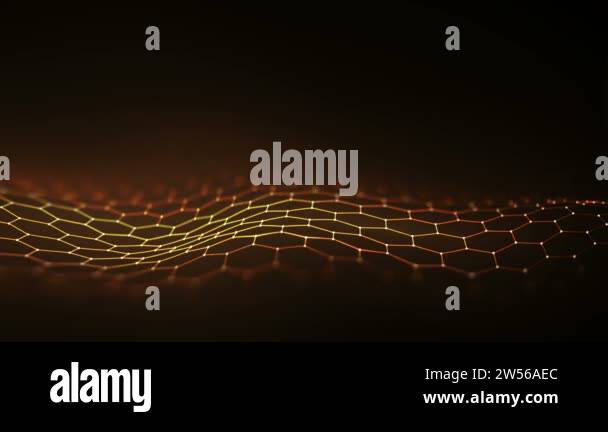 Gold light hexagonal wave abstract animation. Abstract light flow background hexagon wave gold ...