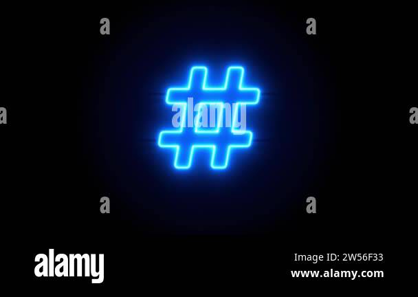 hash symbol neon sign appear in center and disappear after some time ...
