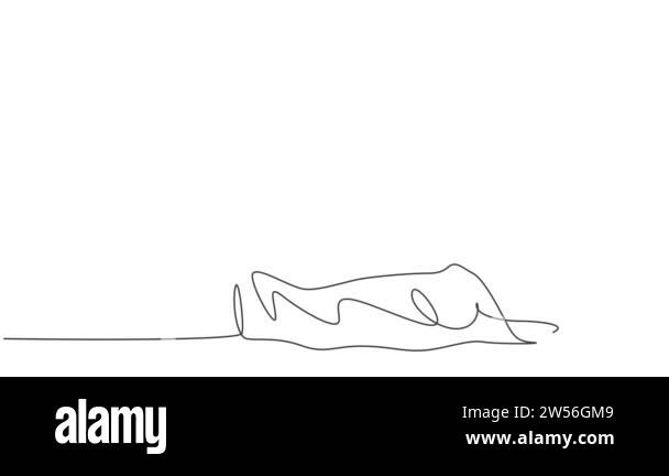 Animation of one line drawing of doctor visiting patient who are lying ...