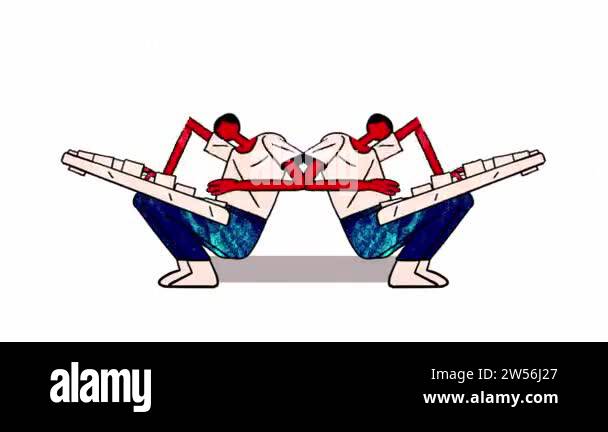 Animation loop with two people typing fast on Giant Keyboard. Aesthetic ...