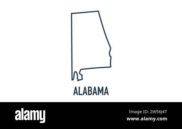 Line animated map showing the state of Alabama from the united state of ...