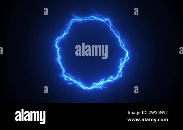 Electric Thunder Strikes Circle Action Fx Loop/ 4k animation of a ...