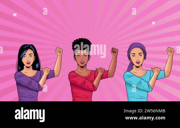 strong girls pop art style animation character Stock Video Footage - Alamy