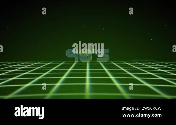 Synthwave wireframe net 90s. Retro futurism background. 3d illustration ...