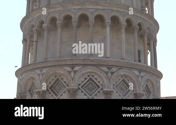 White Marble Arches and Columns of Leaning Pisa Tower in Italy.Basilica ...