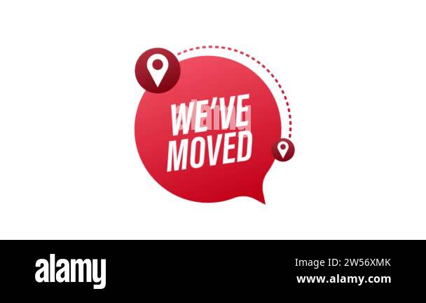 We have moved. Moving office sign. Clipart image isolated on blue ...