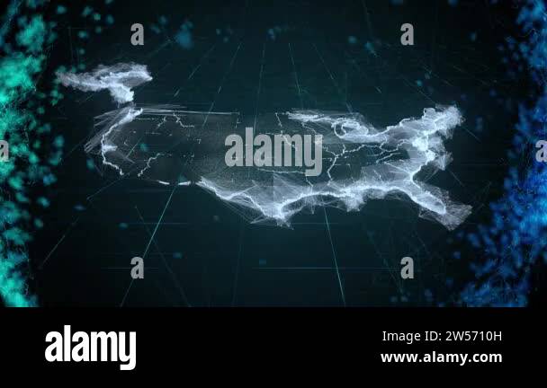 US map, animated TV news studio background, important updates, events ...