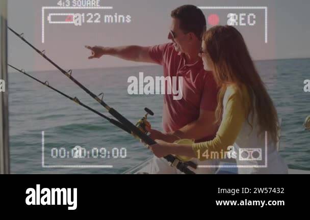 Animation of video recording interface, with happy father and daughter ...