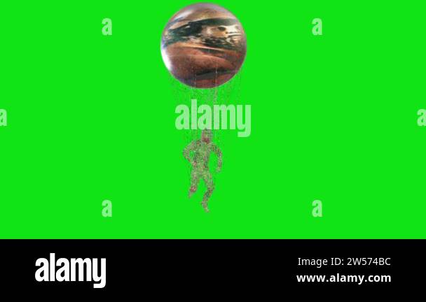 Copper hip hop dancer wired to a moving sphere, Green Screen Chromakey Stock Video Footage - Alamy