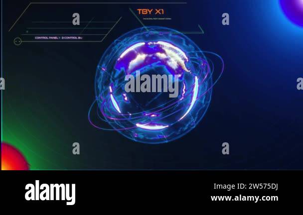 Holographic digital HUD Earth Globe user interface. Military and Space ...