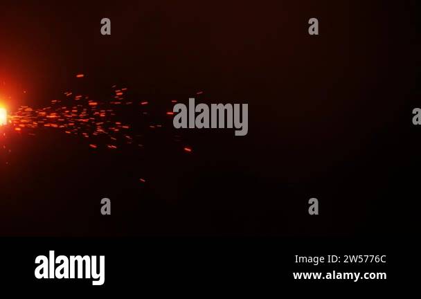 Abstract sparking motion flame with amazing flying embers emission ...