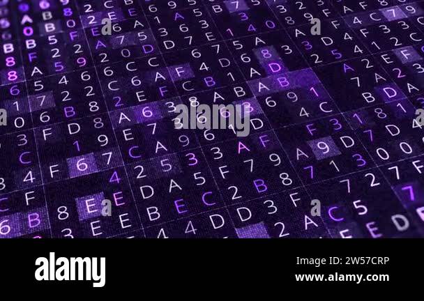 Changing numbers and letters. Animation. Colored background of cells with changing numbers and ...