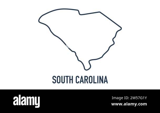 Line animated map showing the state of south Carolina from the united ...