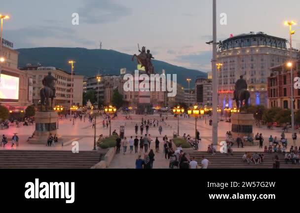 Monument of Alexander the Great Makedonski at the Macedonian Square in ...