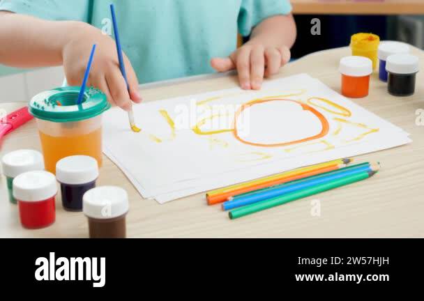 Child boy paint painting draw drawing learning Stock Videos & Footage ...