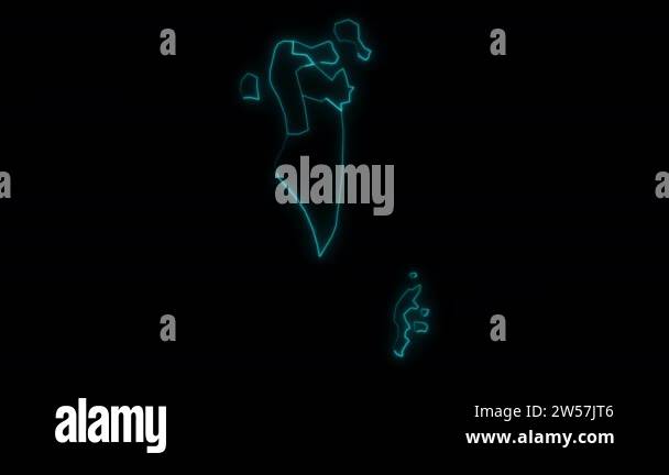 Animated Outline Map of Bahrain with Governorates Stock Video Footage ...