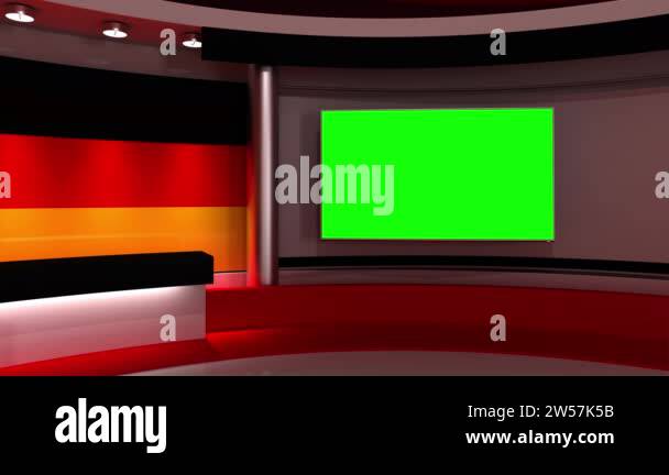 TV studio. Germany. German flag. News studio. Loop animation ...