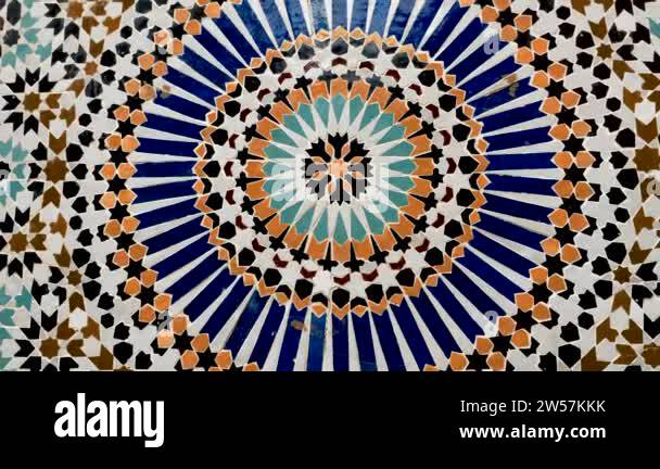 Colorful zellige pattern in traditional Islamic geometric design from a ...