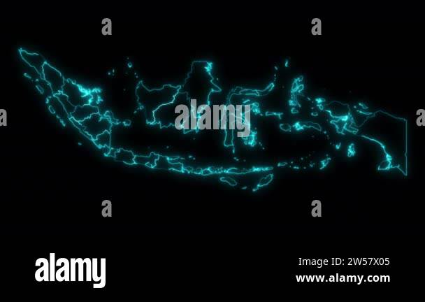 Animated Outline Map of Indonesia with Provinces Stock Video Footage ...