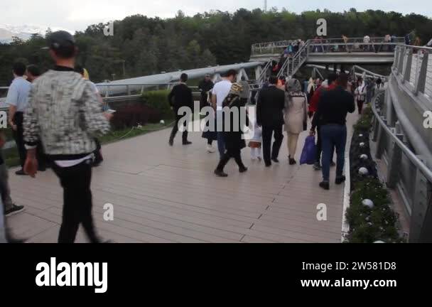 TEHRAN, IRAN - APRIL 14, 2018: View of Tabiat pedestrian bridge in ... TEHRAN, IRAN - APRIL 14, 2018: View of Tabiat pedestrian bridge in ...