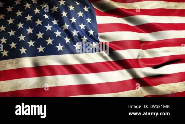 Dirty flag of the United States of America from war waving 3d animation ...