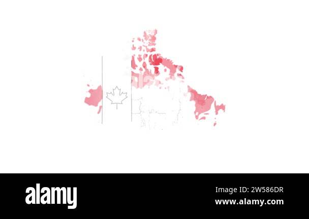 Watercolor animated map showing the state of Canada from the united ...