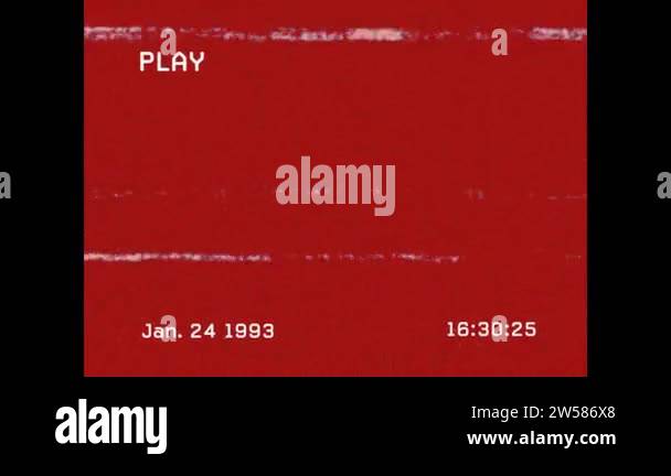 Digital animation of vhs glitch effect against red background. retro ...