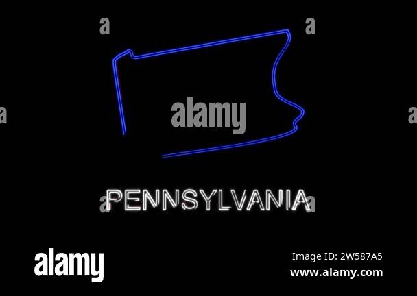 Neon Line animated map showing the state of Pennsylvania from the ...