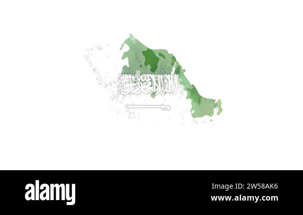 Brush animated map showing the state of Saudi Arabia from the united ...