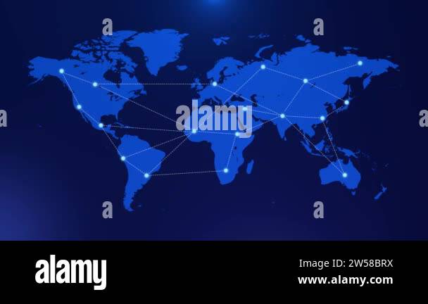3D Animation World maps point art Dots connecting line dots makes global world map Loop Stock ...