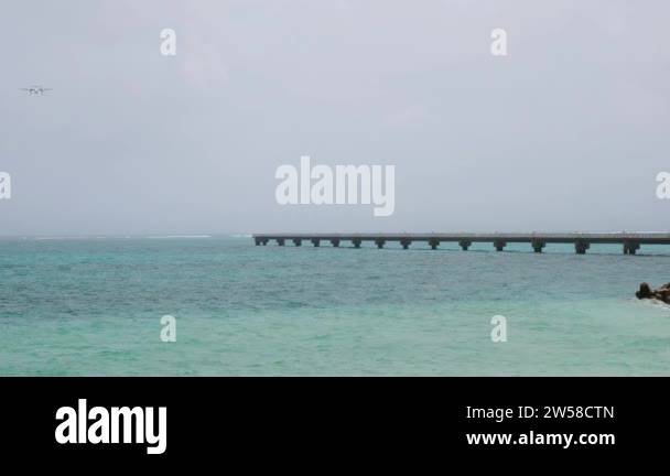Okinawa,Japan - July 1, 2021: Go-around of an airplane at Shimojishima ...
