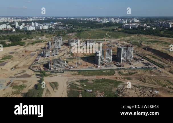 Construction of a modern city block. The concrete frames of the ...