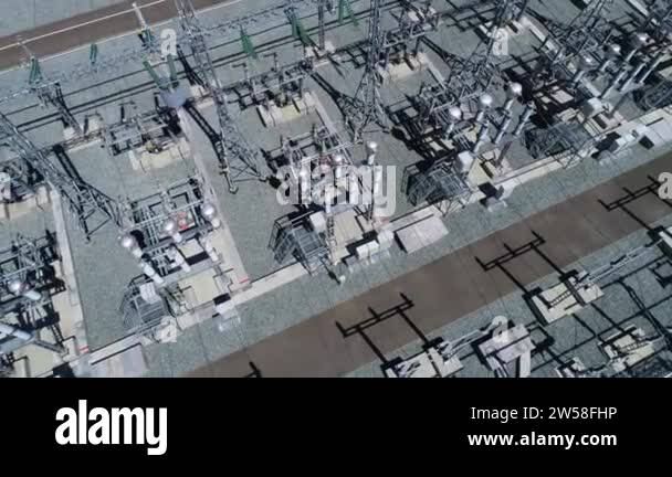 Equipment installed at electricity distribution substation Stock Video ...