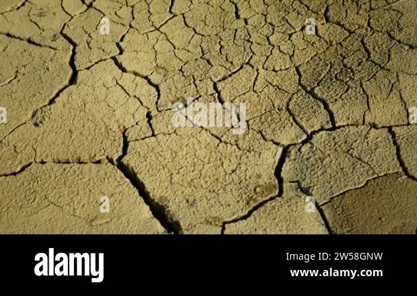 Very drought wetland, swamp and pond drying up the soil cracked crust ...