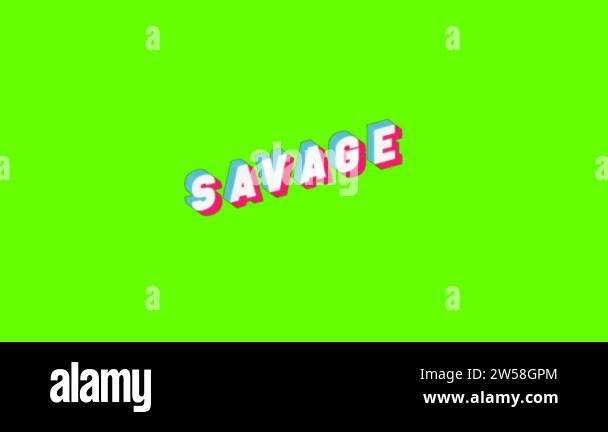 Savage Neon Sign Appear On Green Screen Background. Retro Neon Sign ...