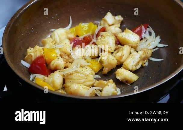 Chinese food. Cook in a pan. Asian Street food. Chef Cooking Pad in ...