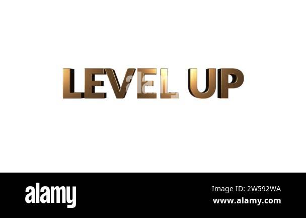 Level Up . Text Animation. Gold on white background. High quality 4k ...