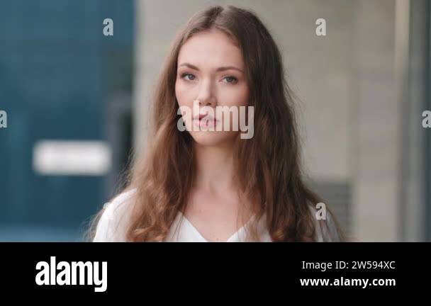 Female portrait outdoors caucasian millennial young girl lady woman ...