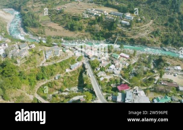 Harsil Village Aerial View in 4K,located on the banks of the Bhagirathi ...