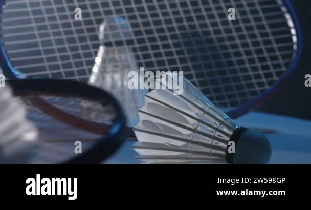 badminton set , Close up shuttlecocks on badminton, Badminton action ...