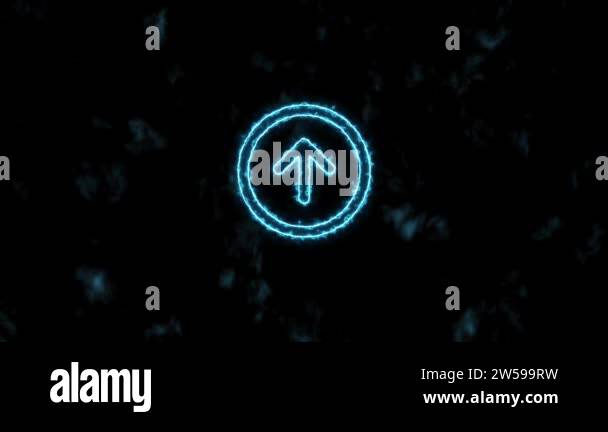 Stop motion. The blue arrow-up icon gradually increases and changes ...